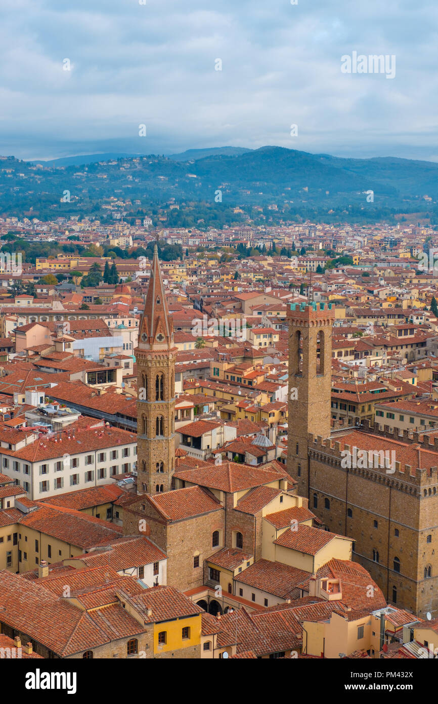 View of Florence from a height from the window in Palazzo Vecchio and ...