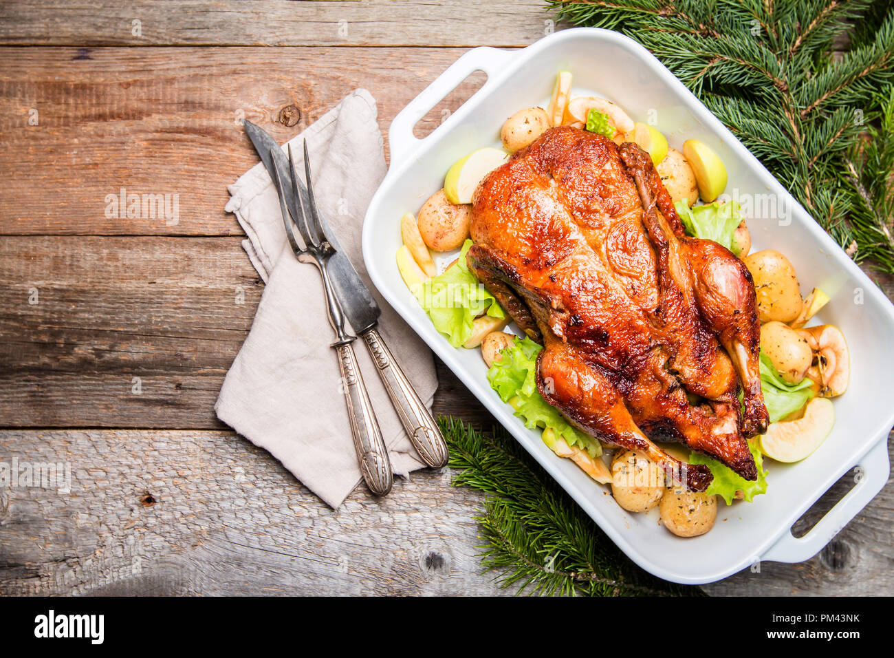 Christmas duck with apples Stock Photo - Alamy