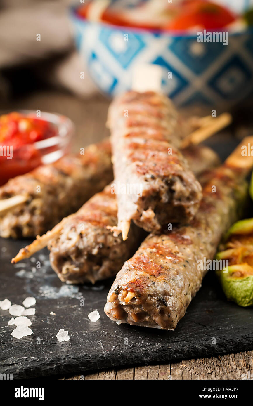 Minced meat kebab Stock Photo - Alamy
