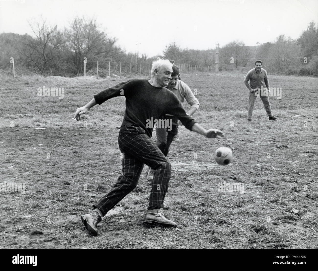 Sean Connery enjoying a game of soccer during a break in filming "The ...