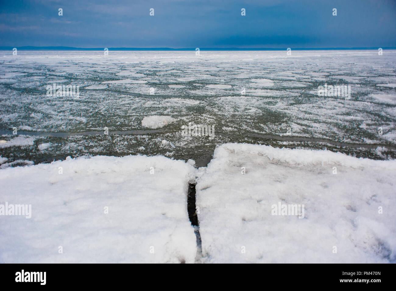 Day at Baikal Lake. Spring floating of ice Stock Photo - Alamy