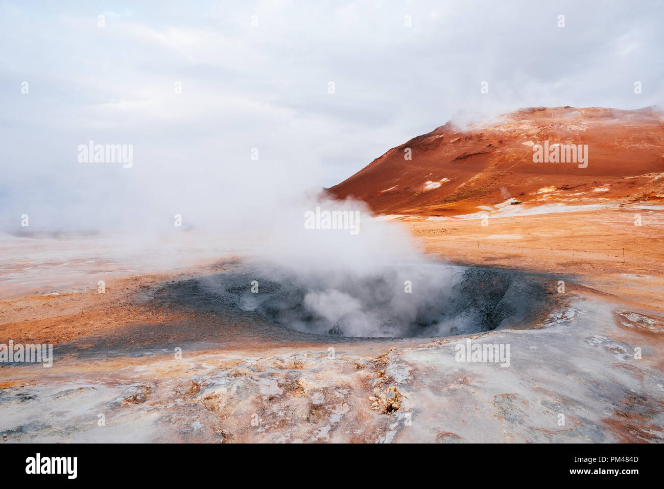 Namafjall - geothermal area in field of Hverir. Landscape which pools ...