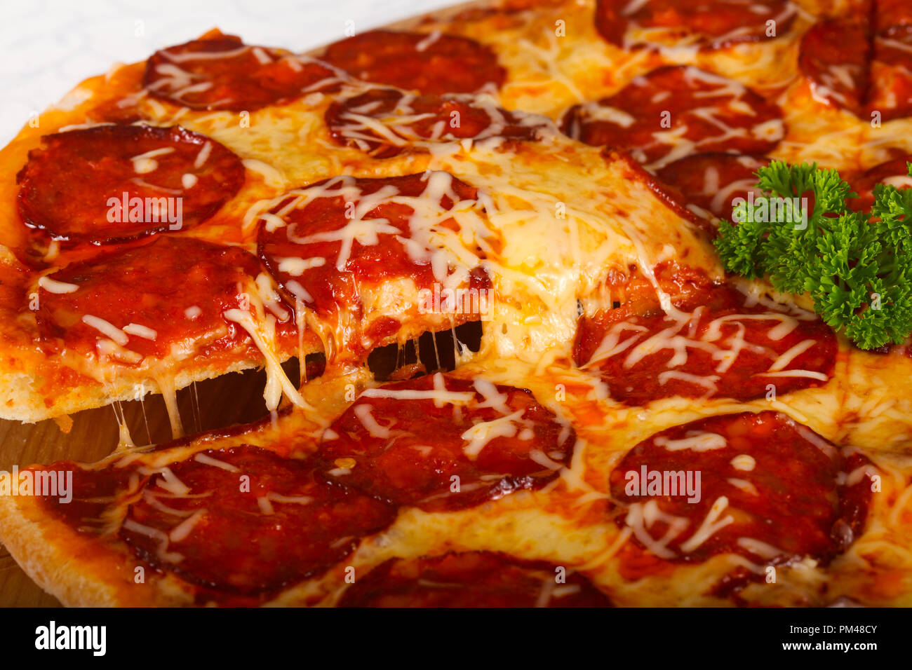Tasty Pizza pepperoni Stock Photo - Alamy