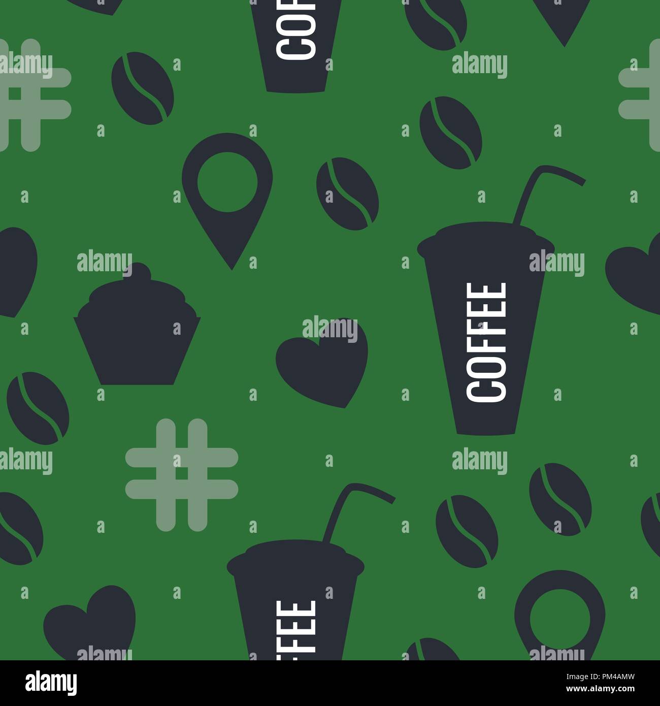 Seamless pattern of coffee. Vector illustration of stickers isolated on ...