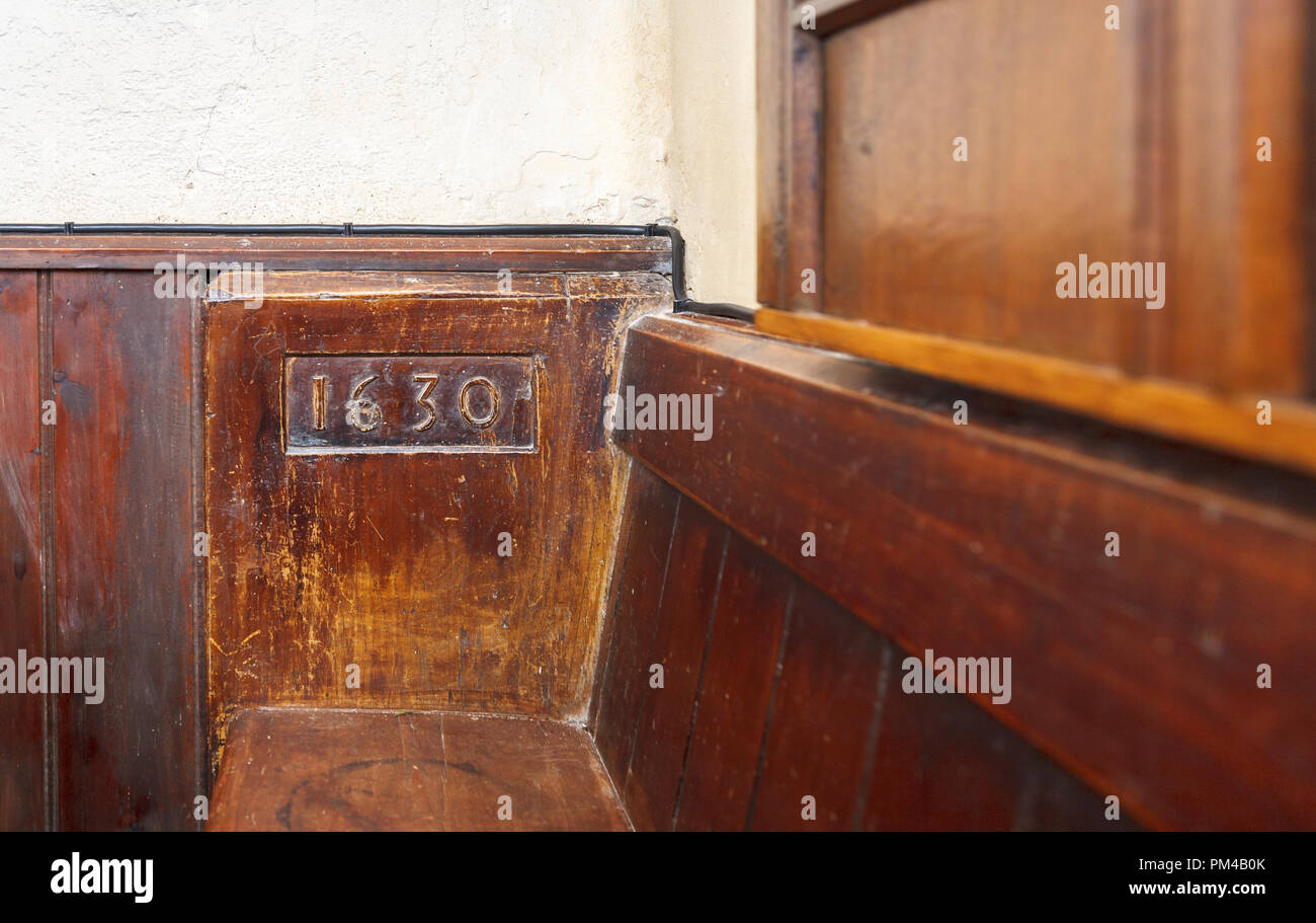 Surrey history and Christian heritage: wooden pew inscription dated ...