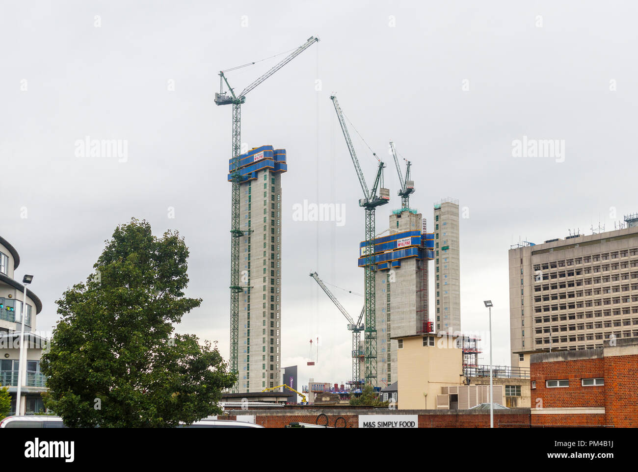Cores and cranes of the new mixed use Victoria Square development ...