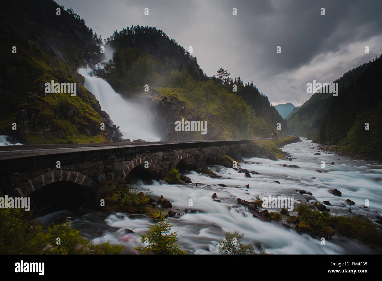 Falls in mountains of Norway in rainy weather Stock Photo - Alamy