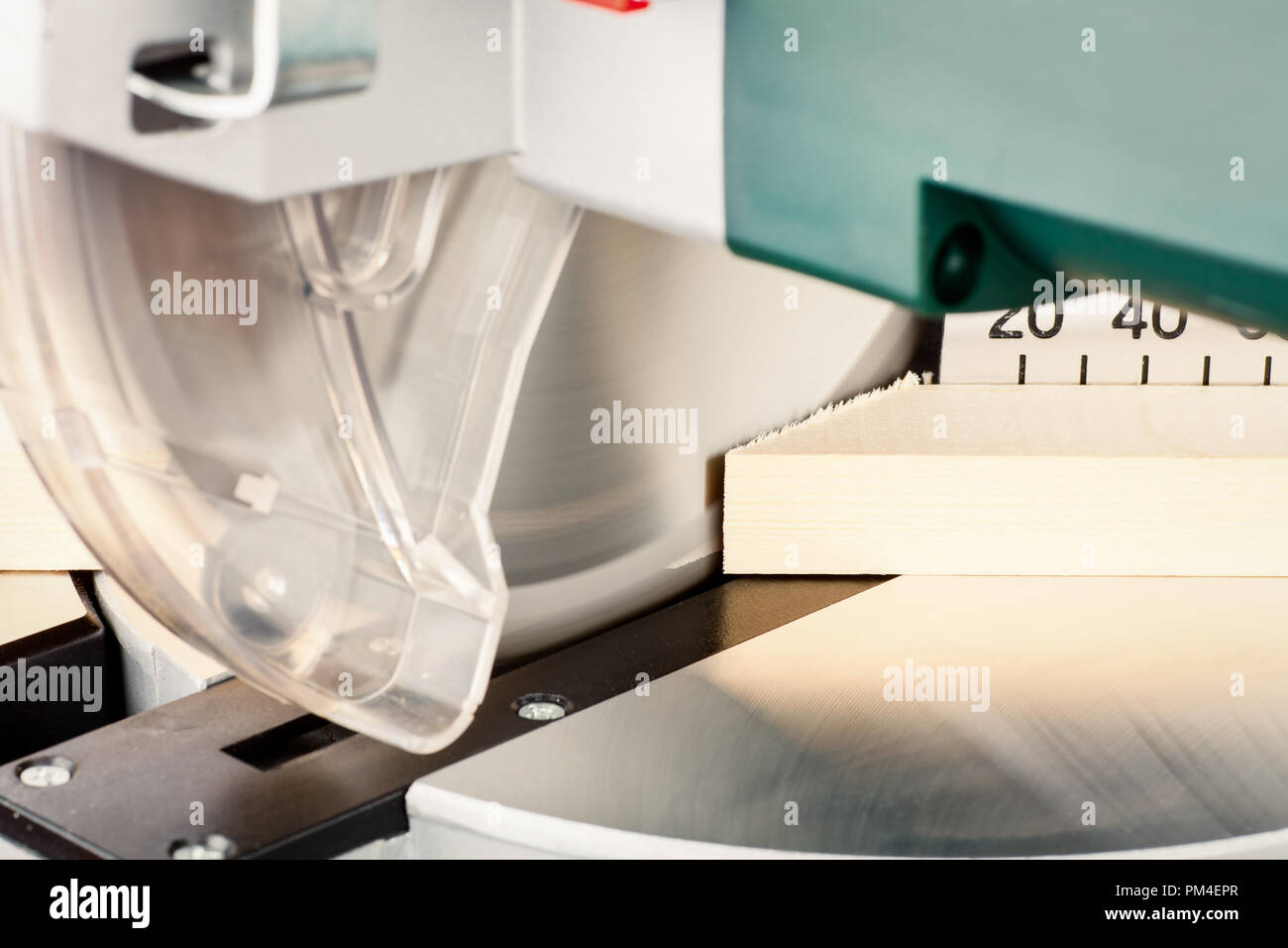 Power chop saw cutting timber Stock Photo - Alamy