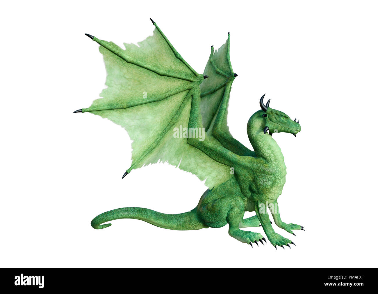 3D rendering of a green fantasy dragon isolated on white background ...