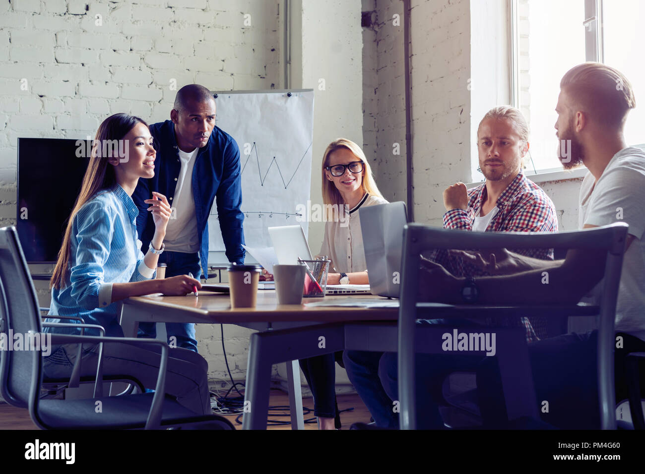 Corporate team working colleagues working in modern office Stock Photo ...