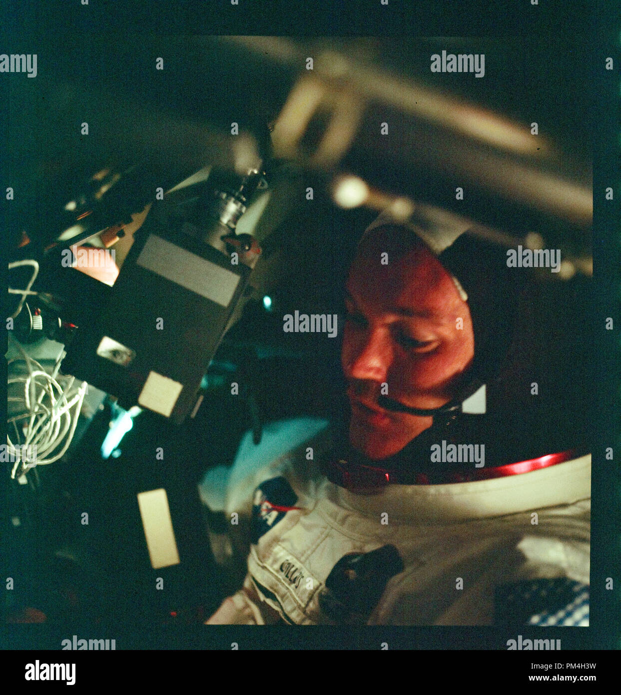 Astronaut Michael Colllins in the Command Module on July 1969's history ...