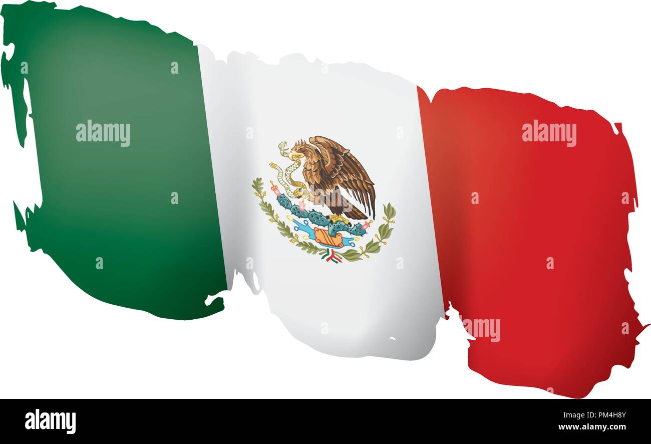 Mexican flag, vector illustration on a white background Stock Vector ...