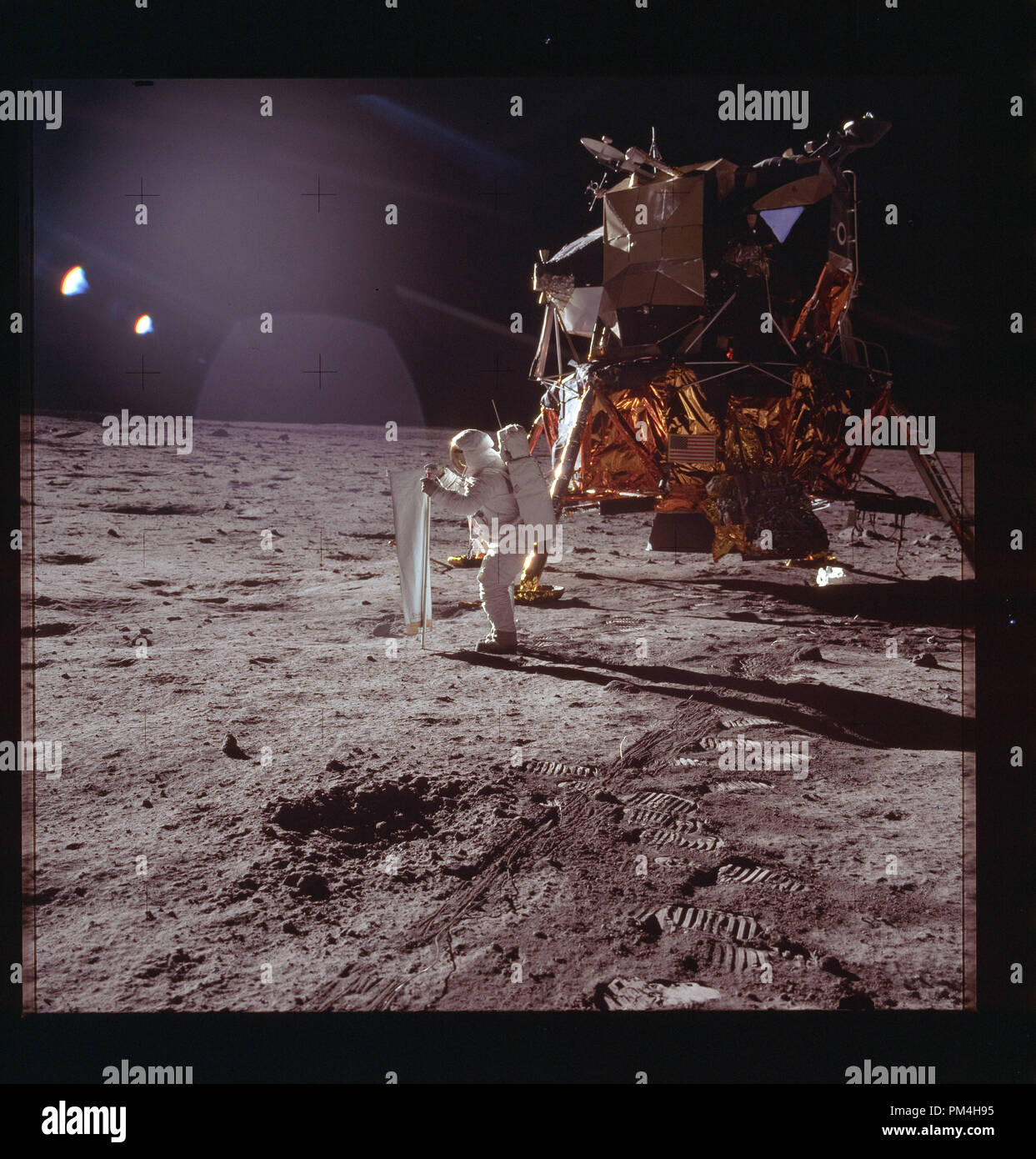 Apollo 11 Astronaut Edwin E. Aldrin Jr. (Buzz) during July 20, 1969's ...