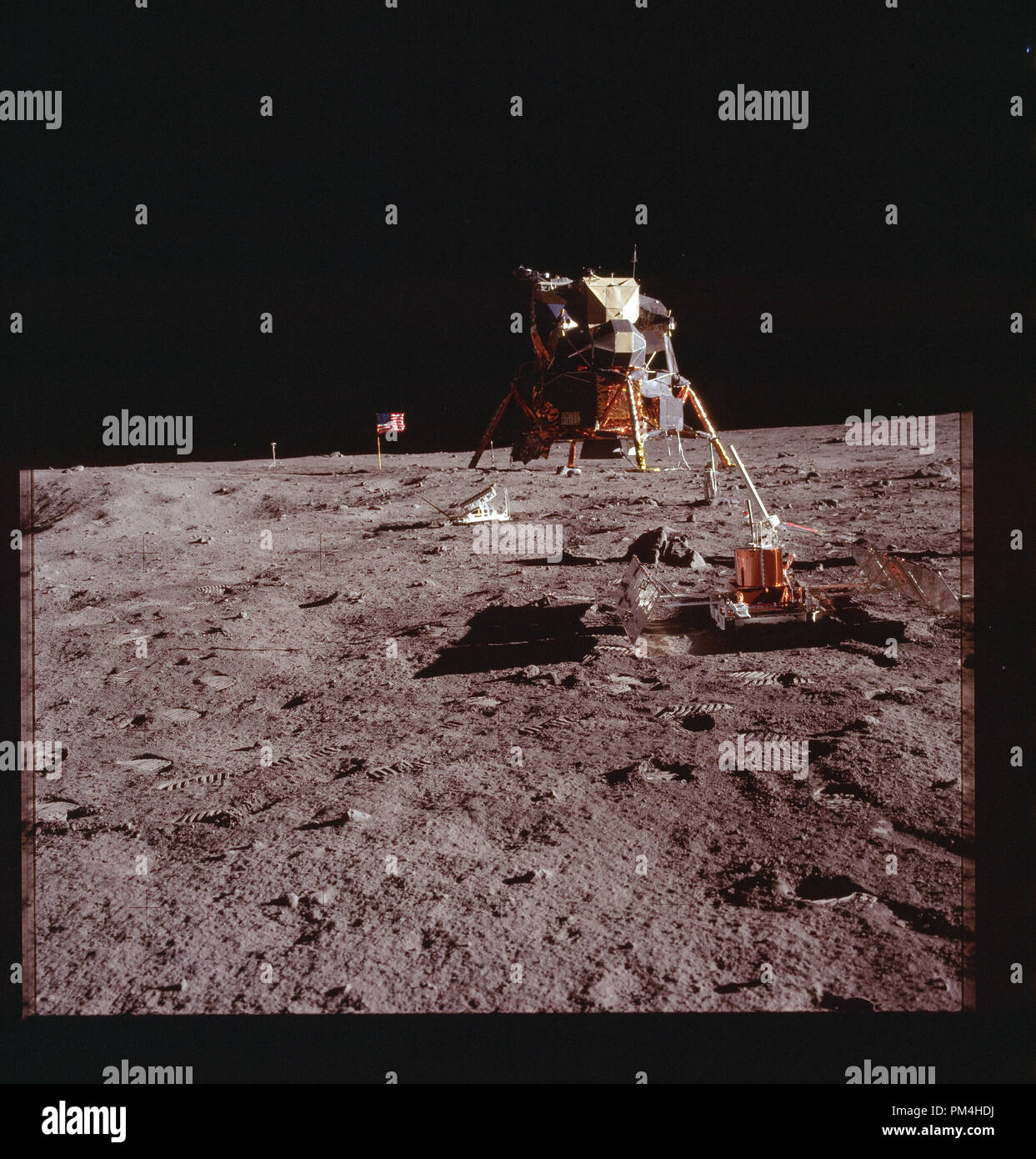 Apollo 11 lunar landing module on the moon during July 20, 1969's ...