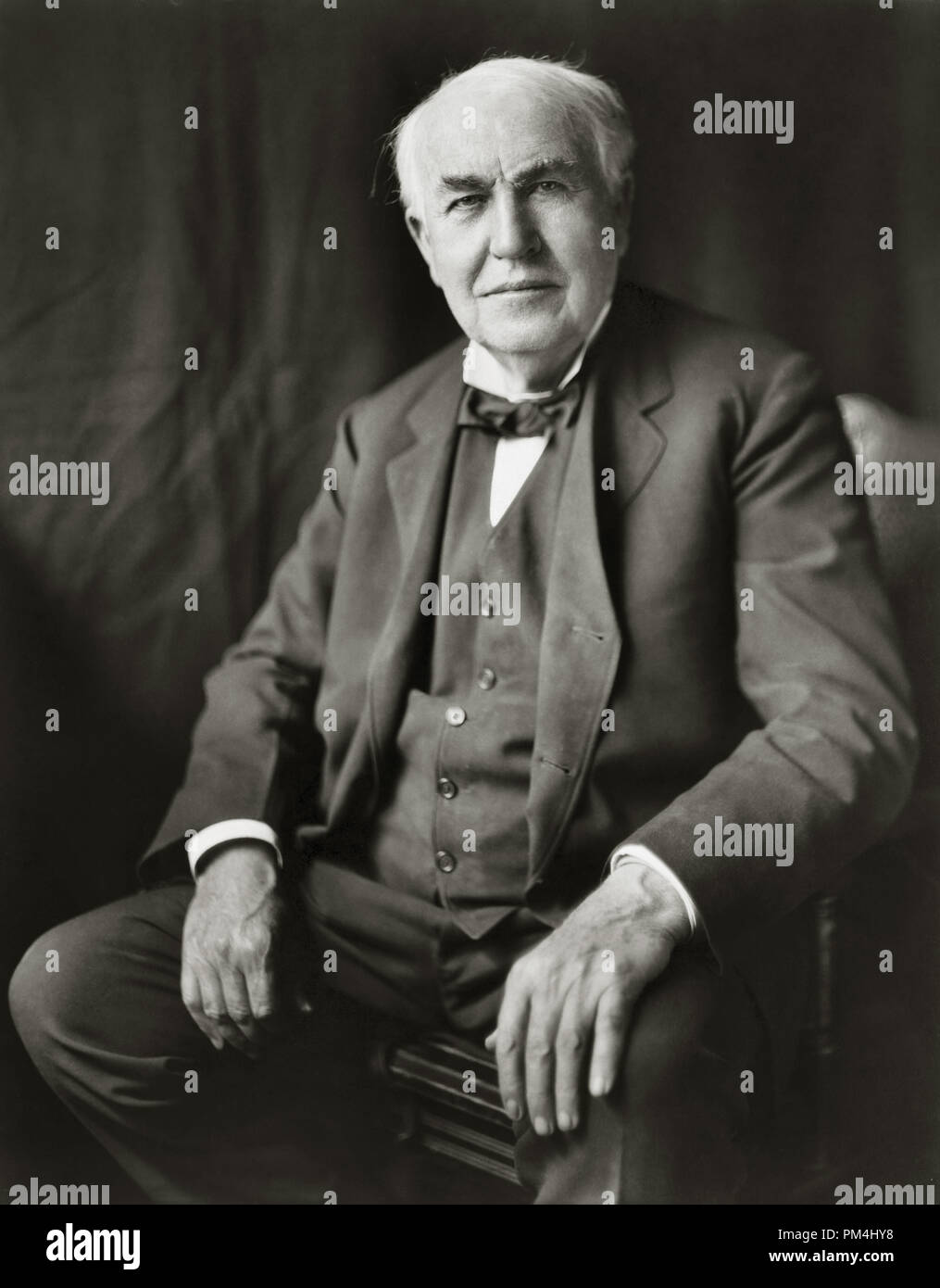Thomas Alva Edison, three-quarter length portrait, seated, facing front ...