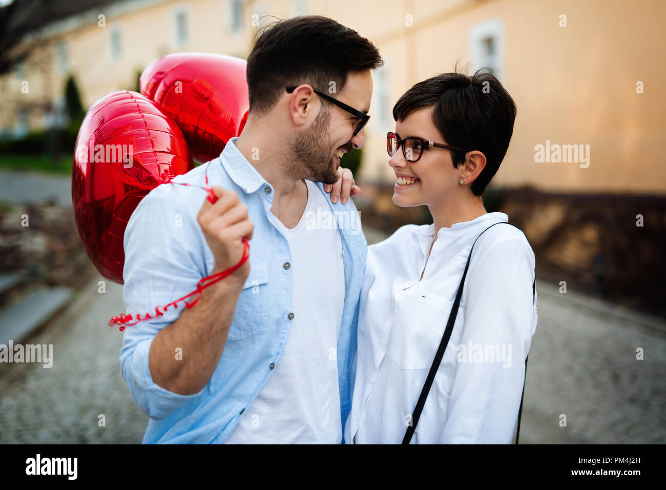 Sentimental couple in love bonding Stock Photo - Alamy