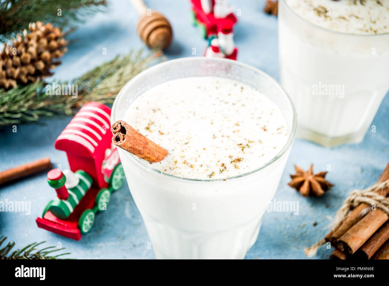 Traditional winter festive drink, sweet and spicy christmas eggnog ...