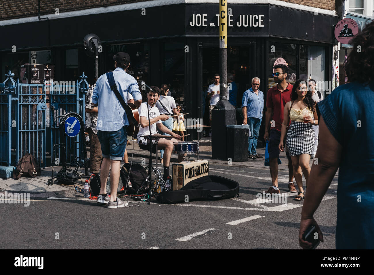London, UK - July 21, 2018: Portabloos band performing at Portobello ...