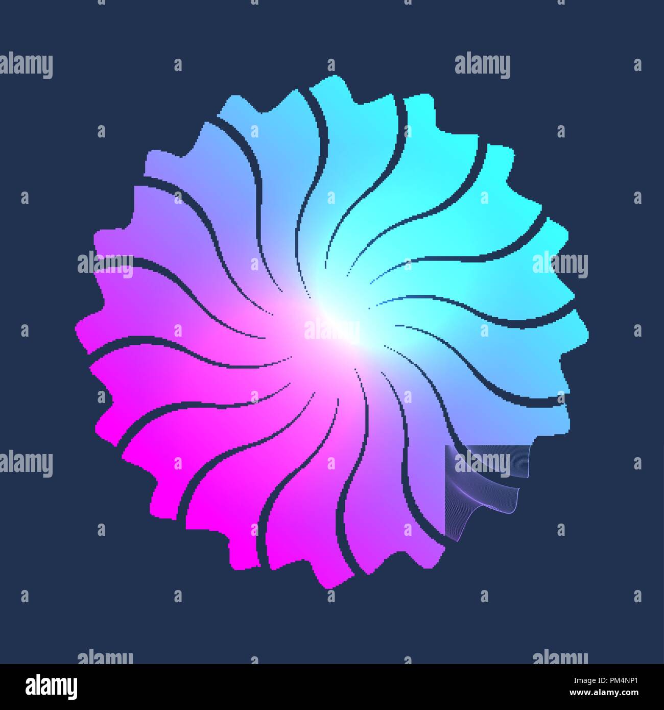 Particle vortex, point, dotted, lines connection, three-dimensional ...
