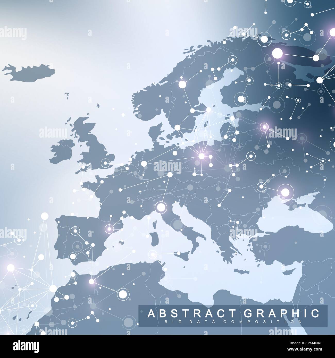 Geometric graphic background communication with Europe Map. Big data ...