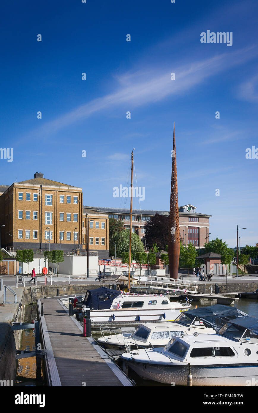 A view of Gloucester historic docks showing small river craft and The ...
