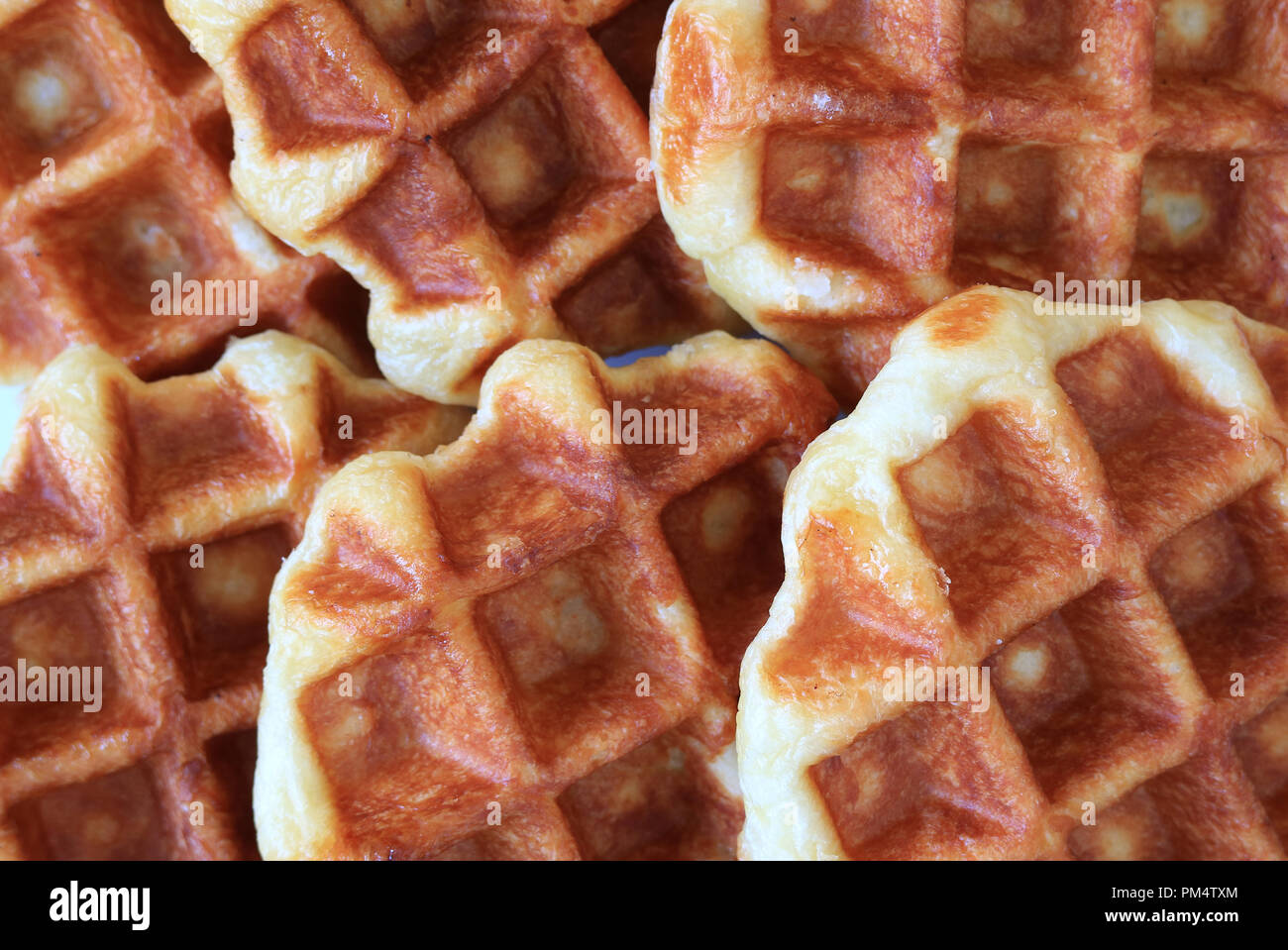 Top View of Lined Up Delicious Belgian Waffles for Background or Banner ...