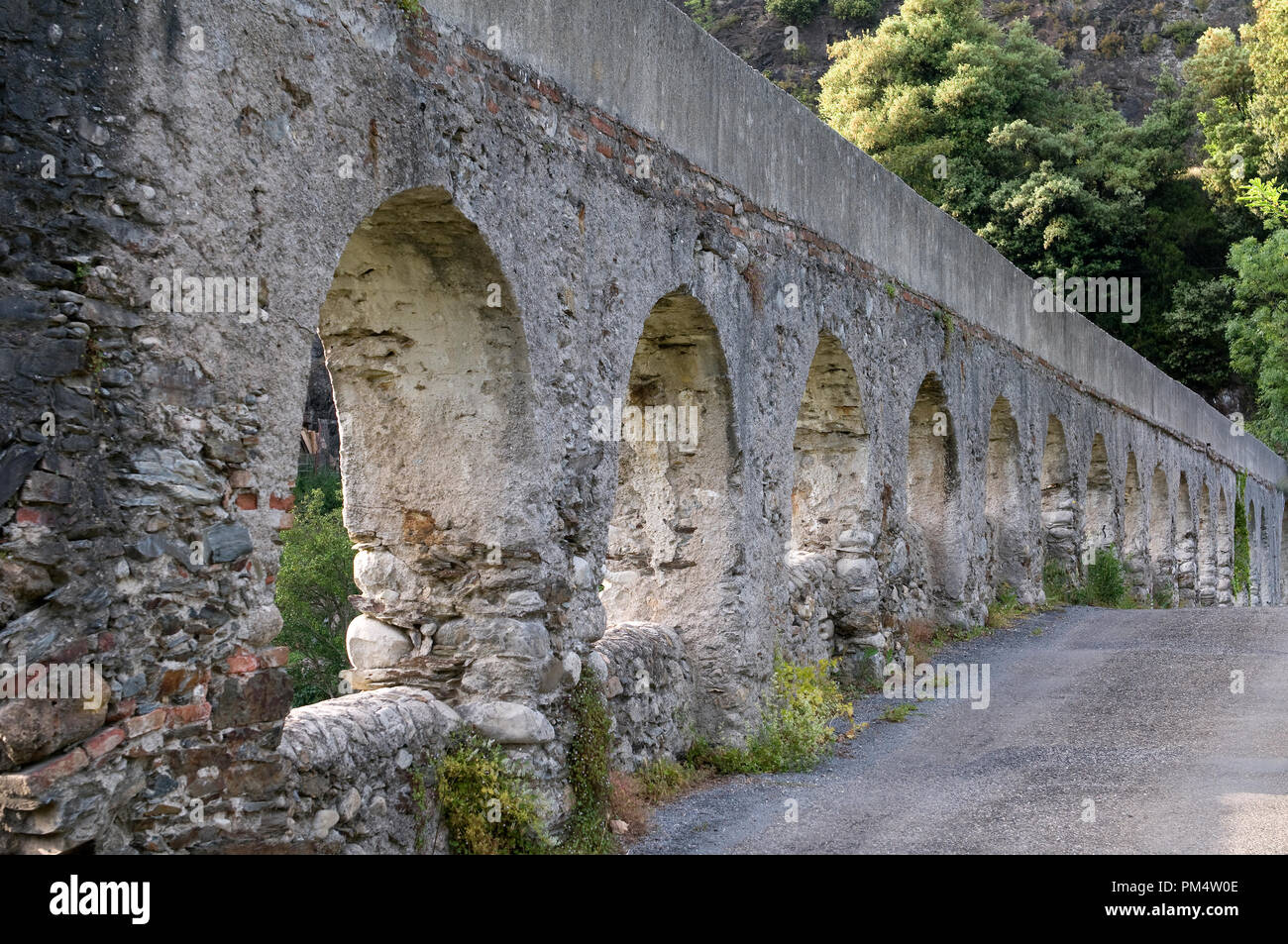 France - Cevennes - Gard (30) - Le Vigan - Bridge over the river Arre ...