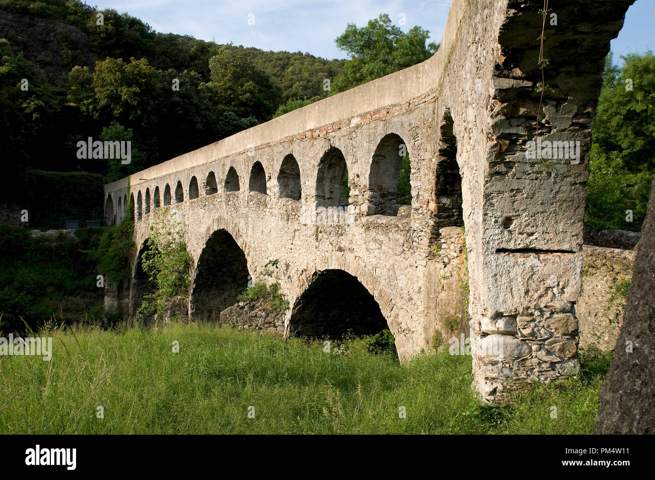 France - Cevennes - Gard (30) - Le Vigan - Bridge over the river Arre ...