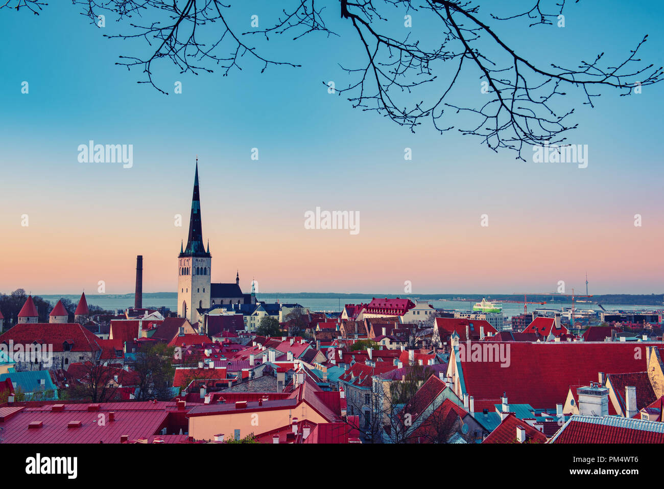 Sunset over Tallinn Stock Photo - Alamy