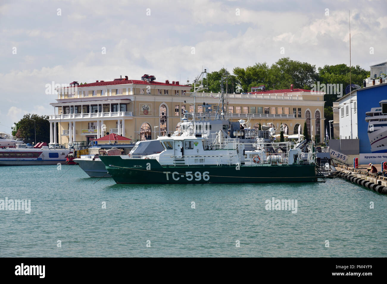 Sochi, Russia - June 2. 2018. different ships At the pier in seaport ...