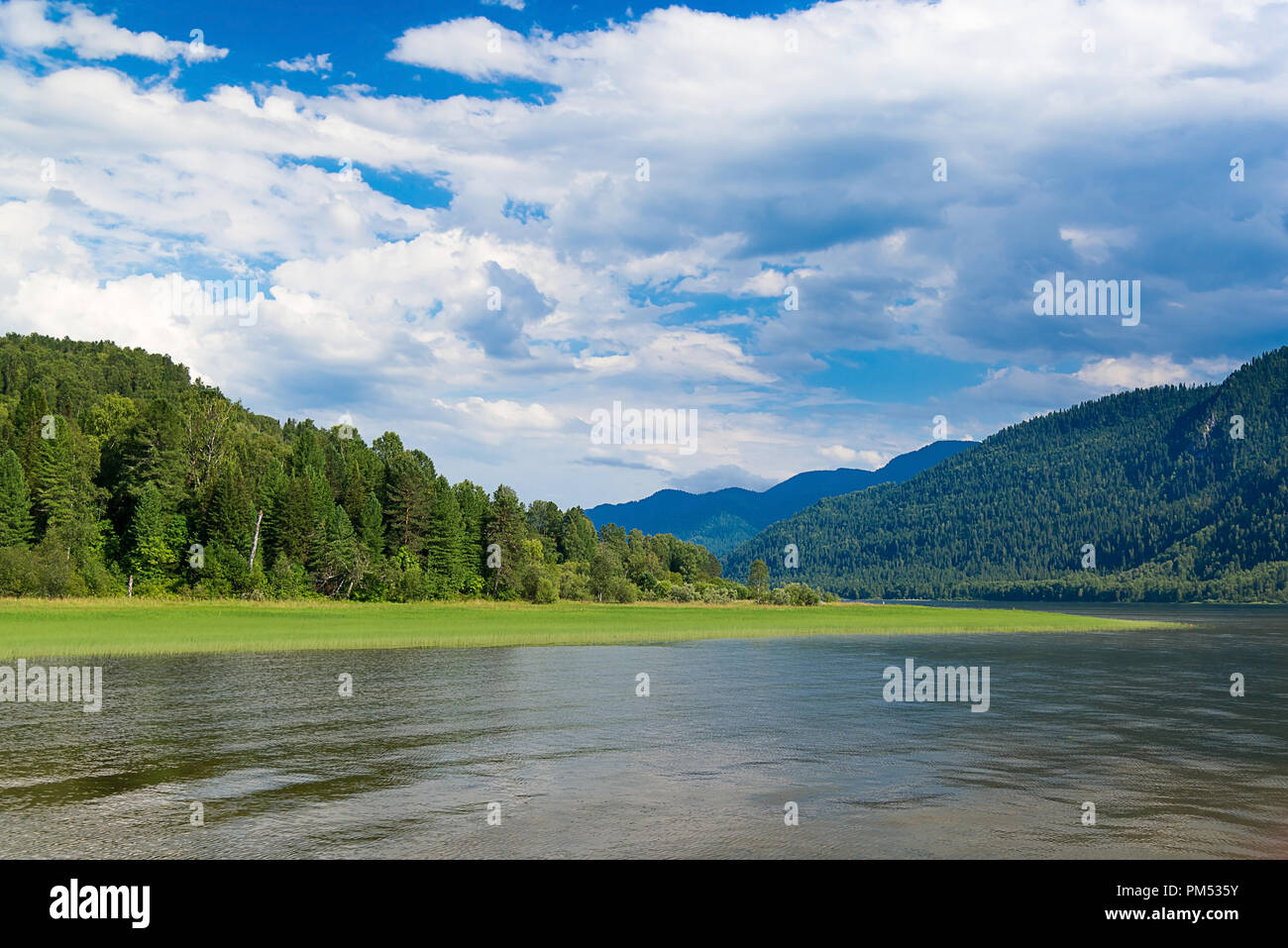The shore of Lake Teletskoe Stock Photo - Alamy