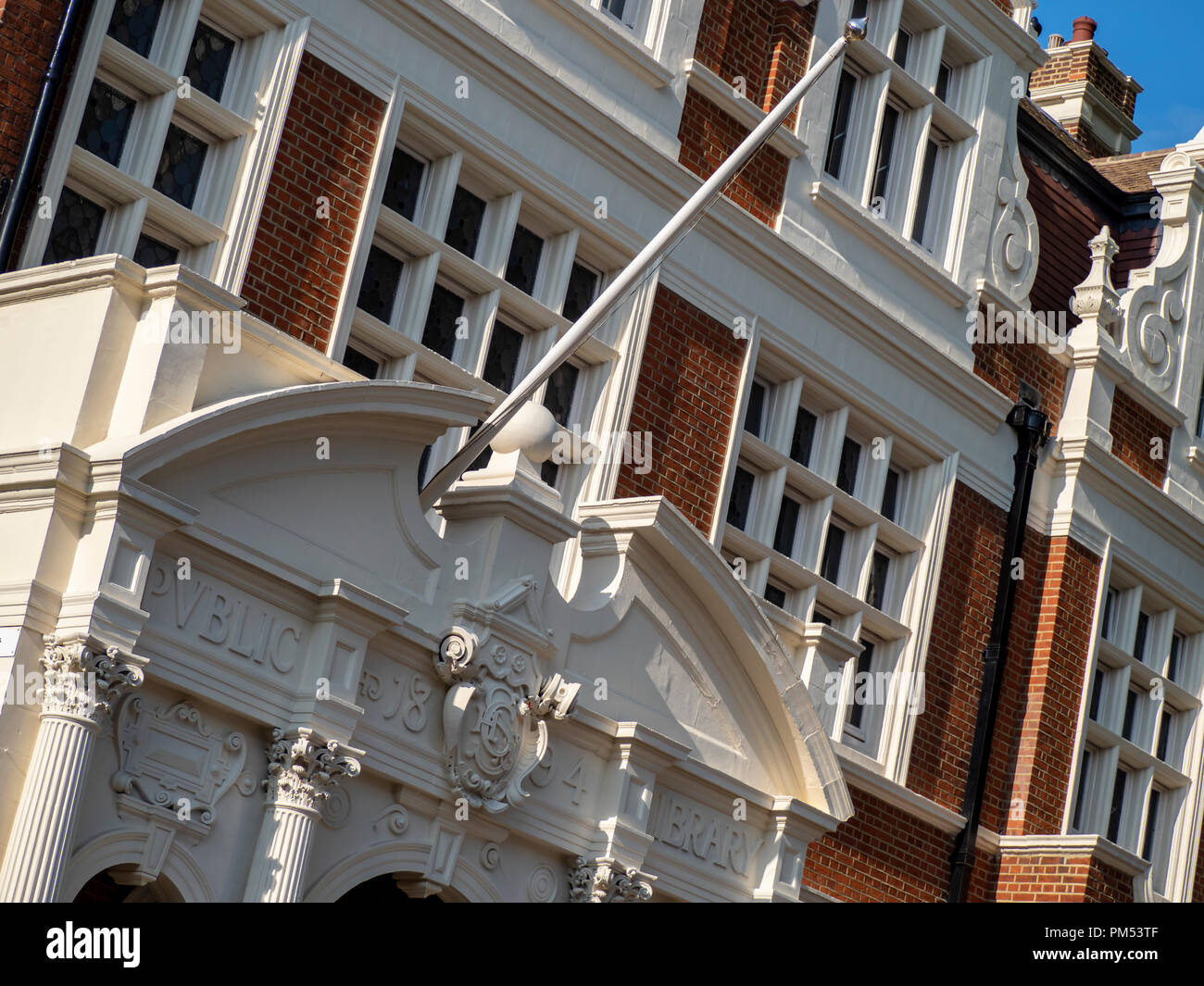 LONDON, UK - AUGUST 25, 2018: Exterior view of Mayfair Library in Mount ...