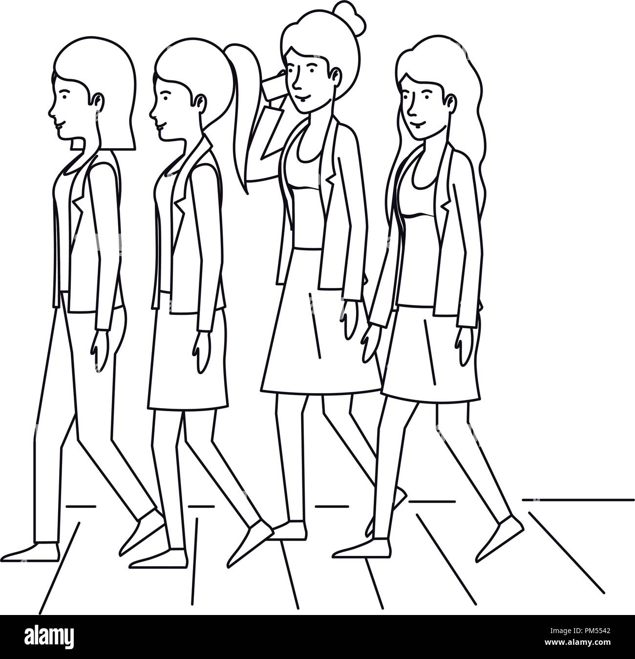 group of women walking characters Stock Vector Image & Art - Alamy