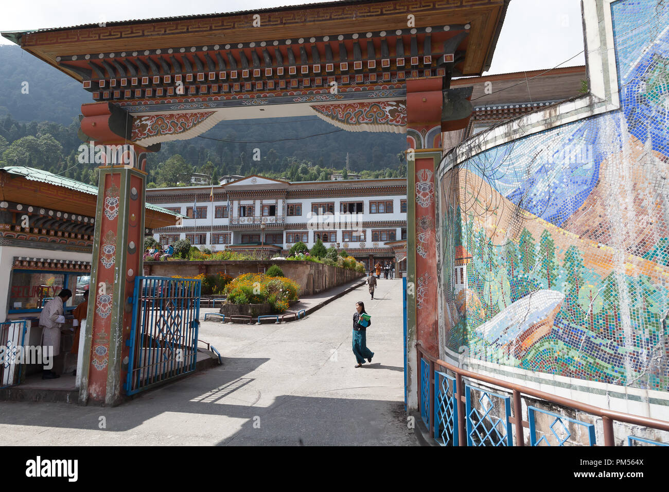 Bhutanese student outside Gaeddu College of Business Studies in Thimphu ...