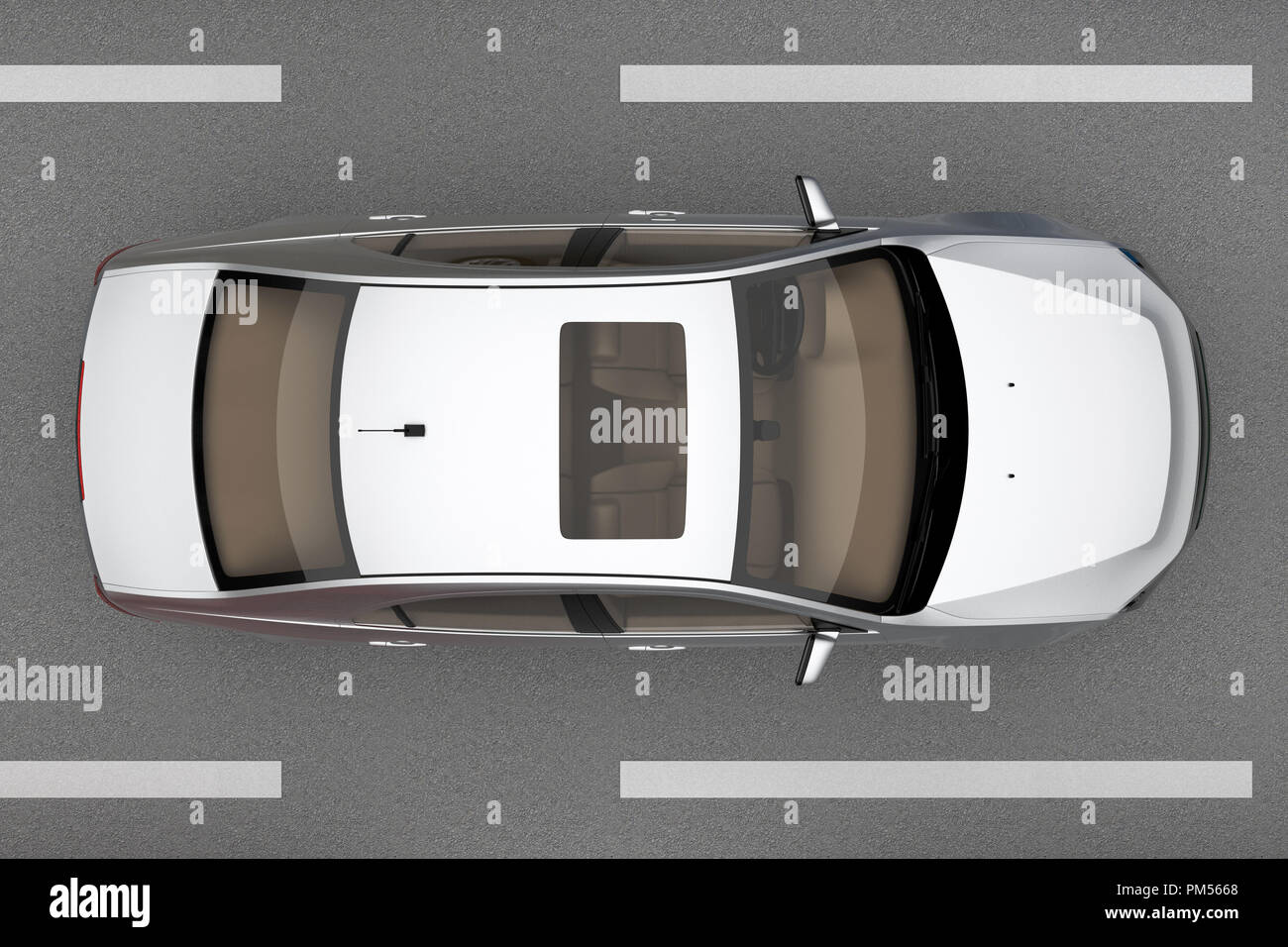 one car on the road from top view. 3d rendering Stock Photo - Alamy