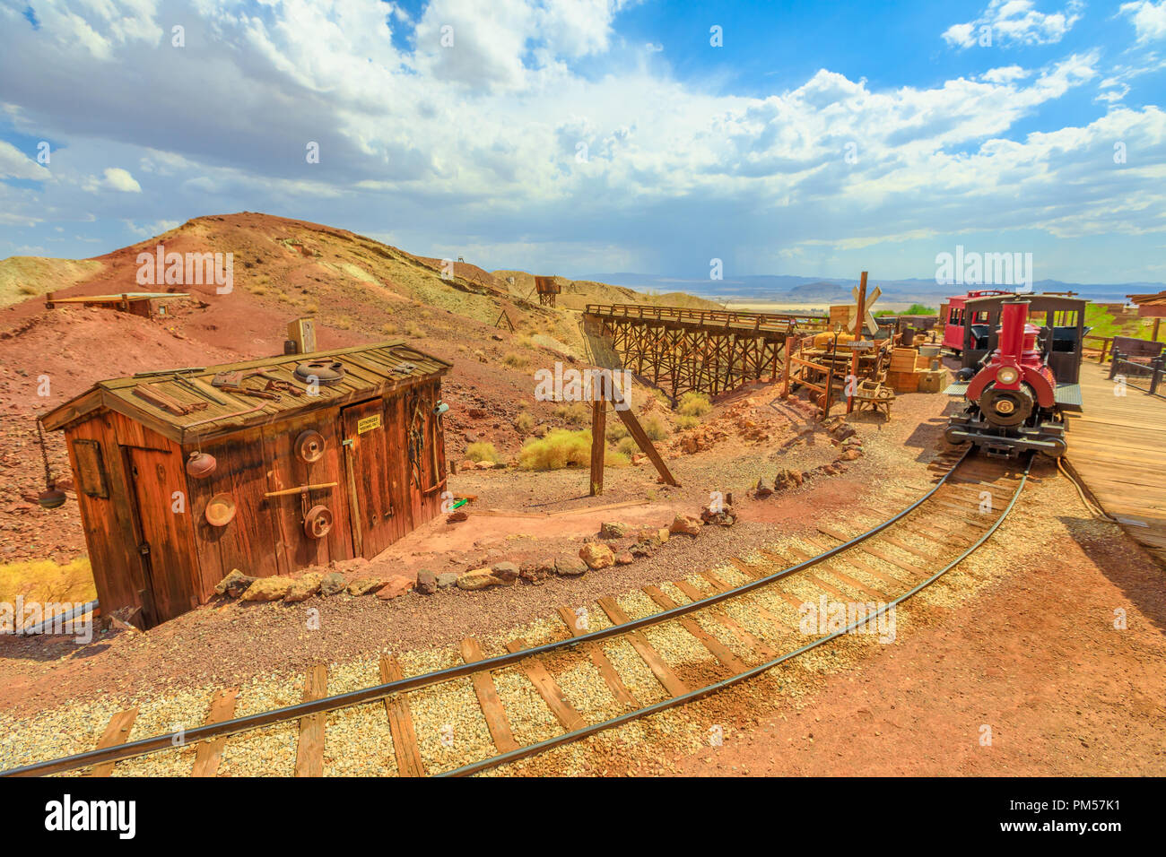 Heritage railroad in historic ghost town. Old steam train tour through ...
