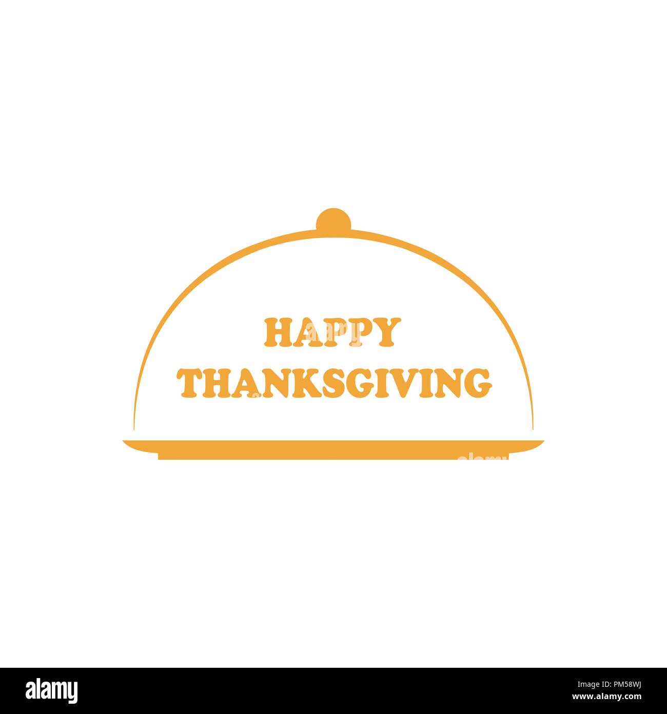 Vector lettered phrase Happy thanksgiving with platter. Concept of ...