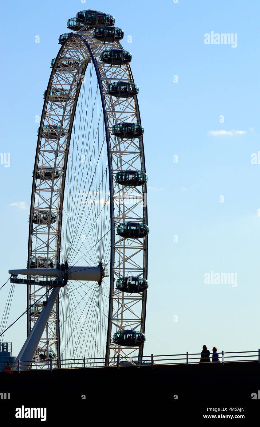 London Eye / Millennium Wheel and Waterloo Bridge, central London ...