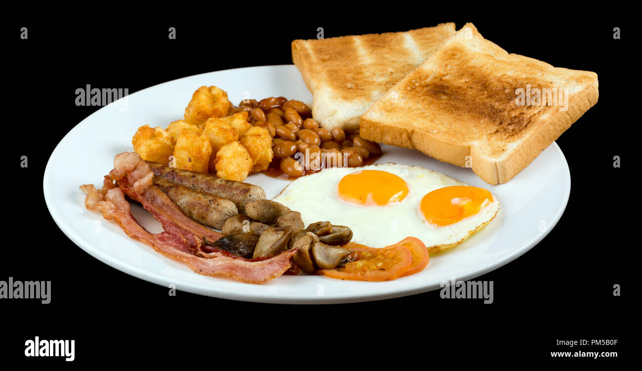 Full english breakfast isolated on black background. Studio Shot Stock ...