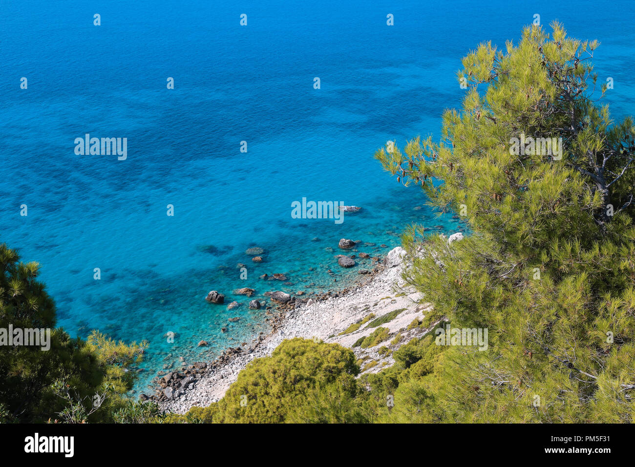 Amazing view of the west coast of Lefkada island, Greece Stock Photo ...