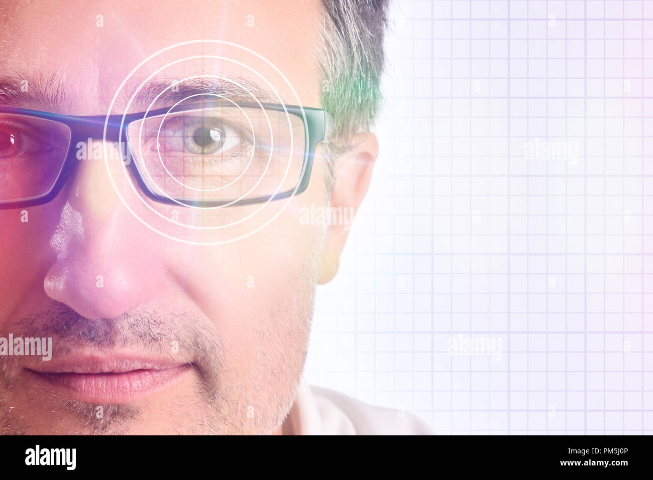 concept of optical correction representation with glasses with face of ...