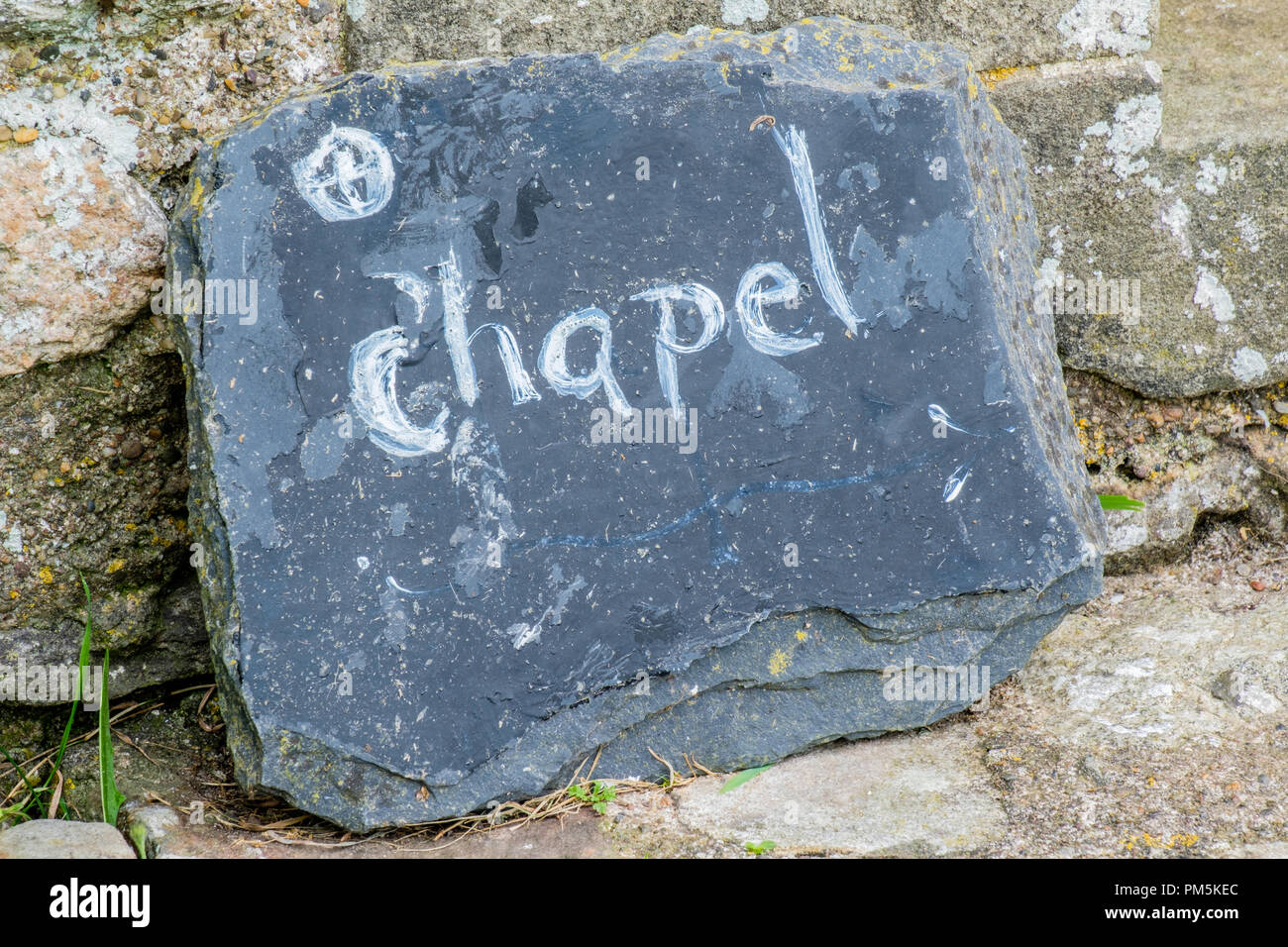 Slate sign outside Chapel of Our Lady and St Non, St David's ...