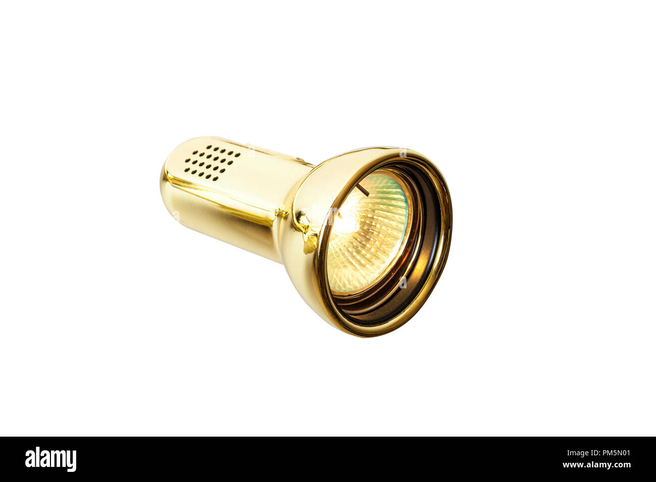 LED downlight, golden color isolated on white background Stock Photo ...