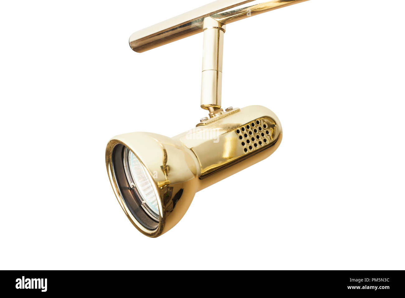 LED downlight, golden color isolated on white background Stock Photo ...