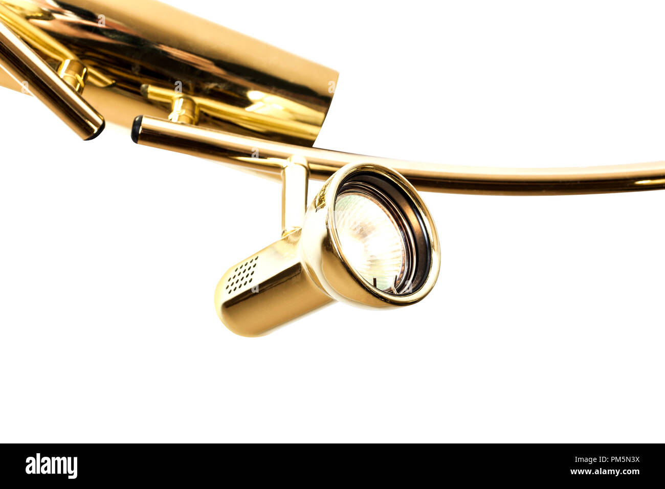 LED downlight, golden color isolated on white background Stock Photo ...