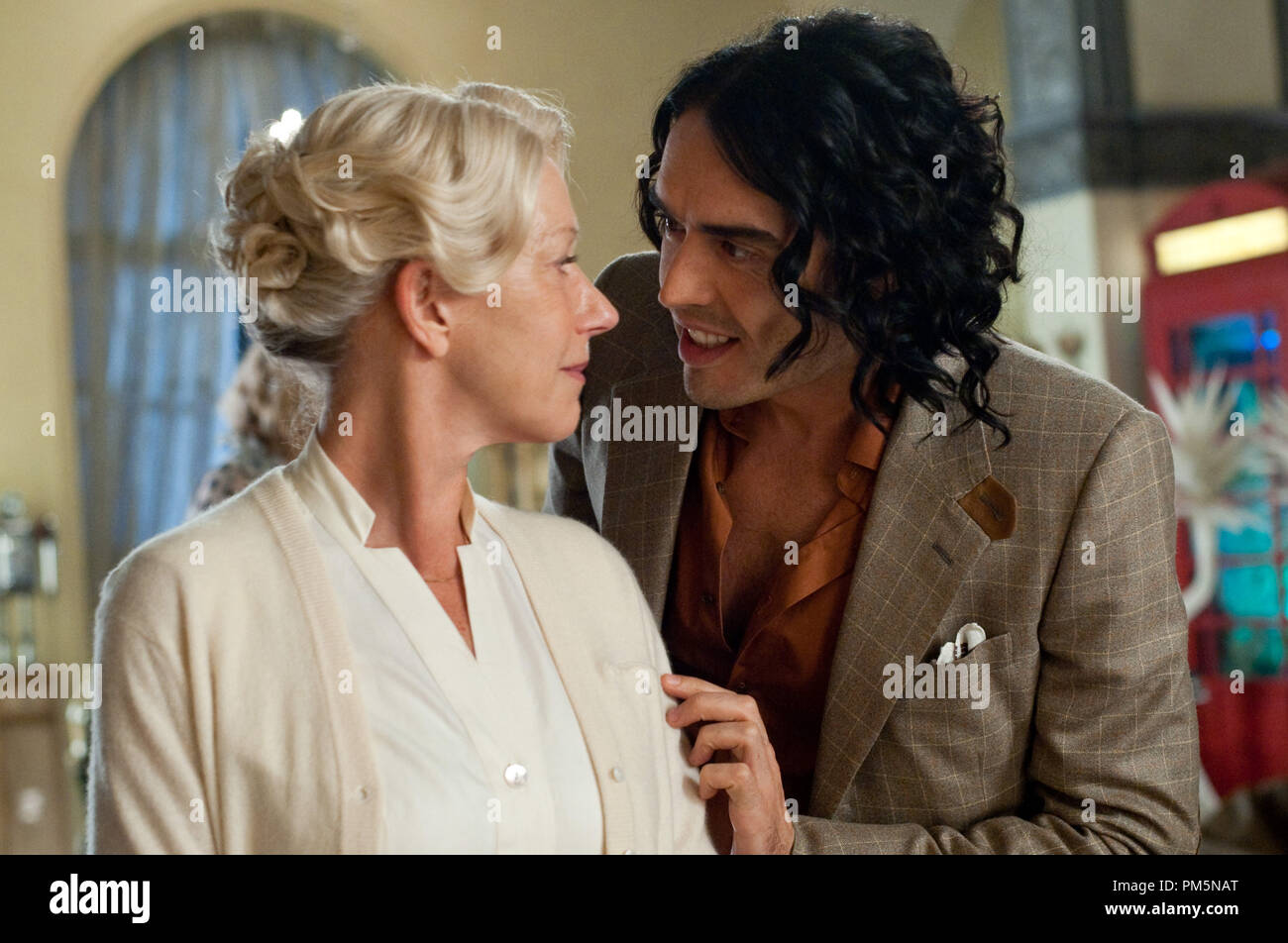 (L-r) HELEN MIRREN as Hobson and RUSSELL BRAND as Arthur in Warner Bros ...