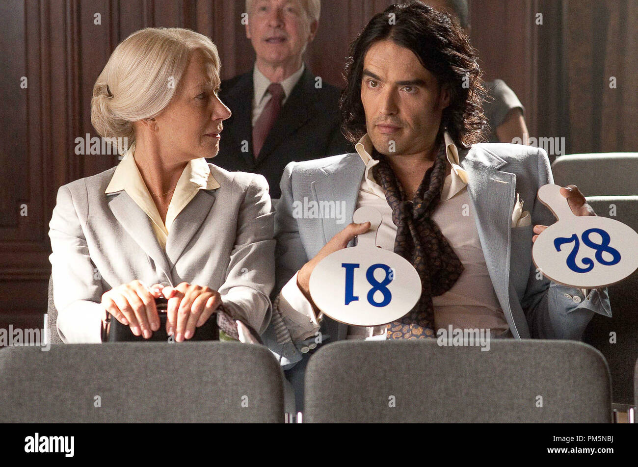 (L-r) HELEN MIRREN as Hobson and RUSSELL BRAND as Arthur in Warner Bros ...