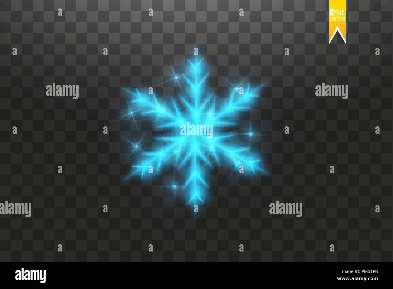 Shine blue snowflake with glitter isolated on transparent background ...