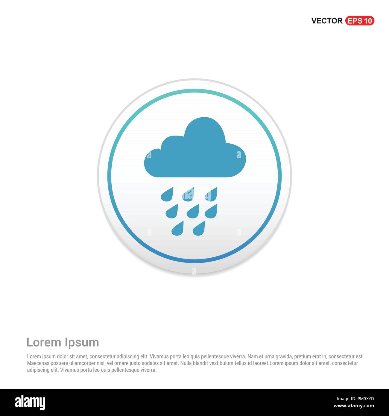 Cloud Raining Icon - white circle button Stock Vector Image & Art - Alamy