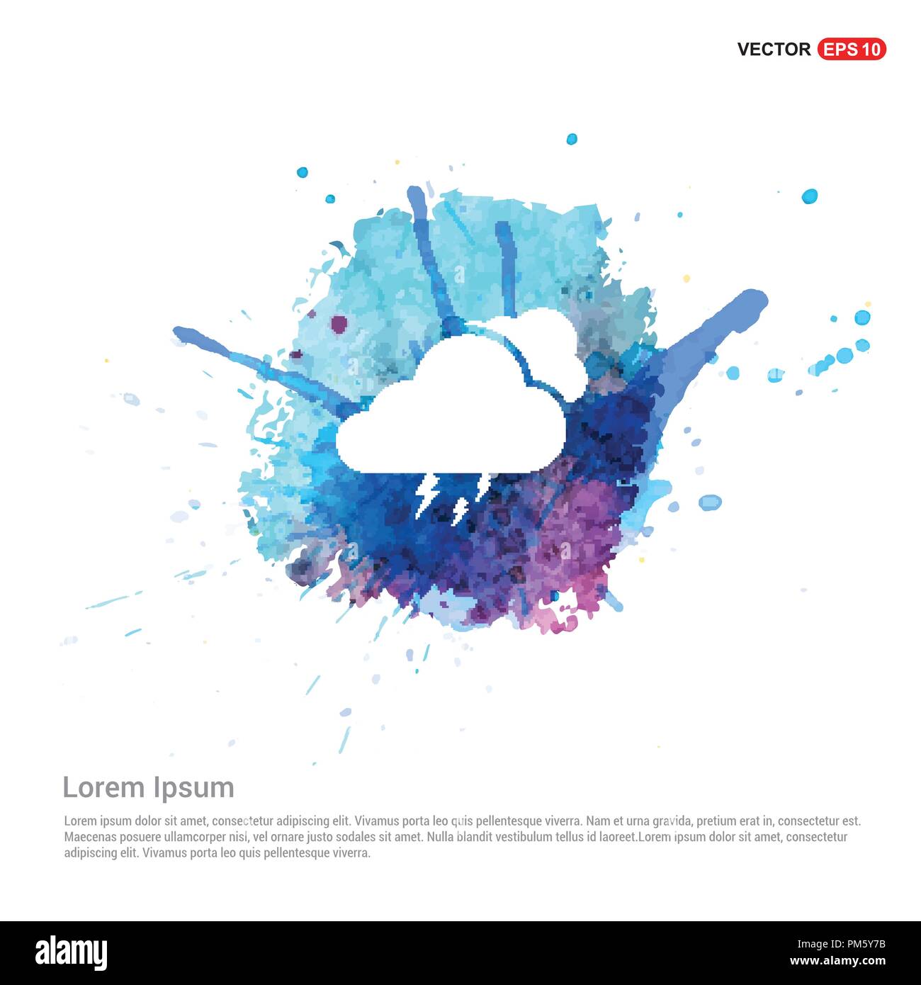 Cloud Lightening Icon - Watercolor Background Stock Vector Image & Art ...